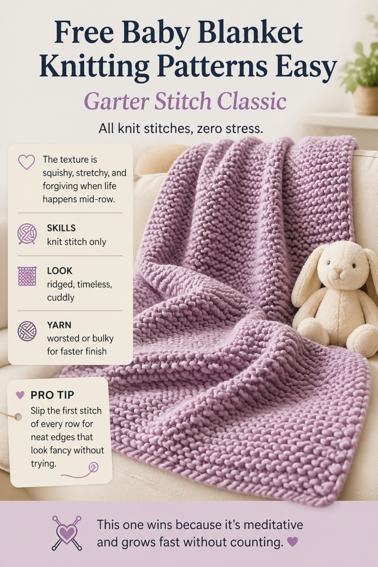 🧶 10 Free Baby Blanket Knitting Patterns Easy - LindaHagans.com