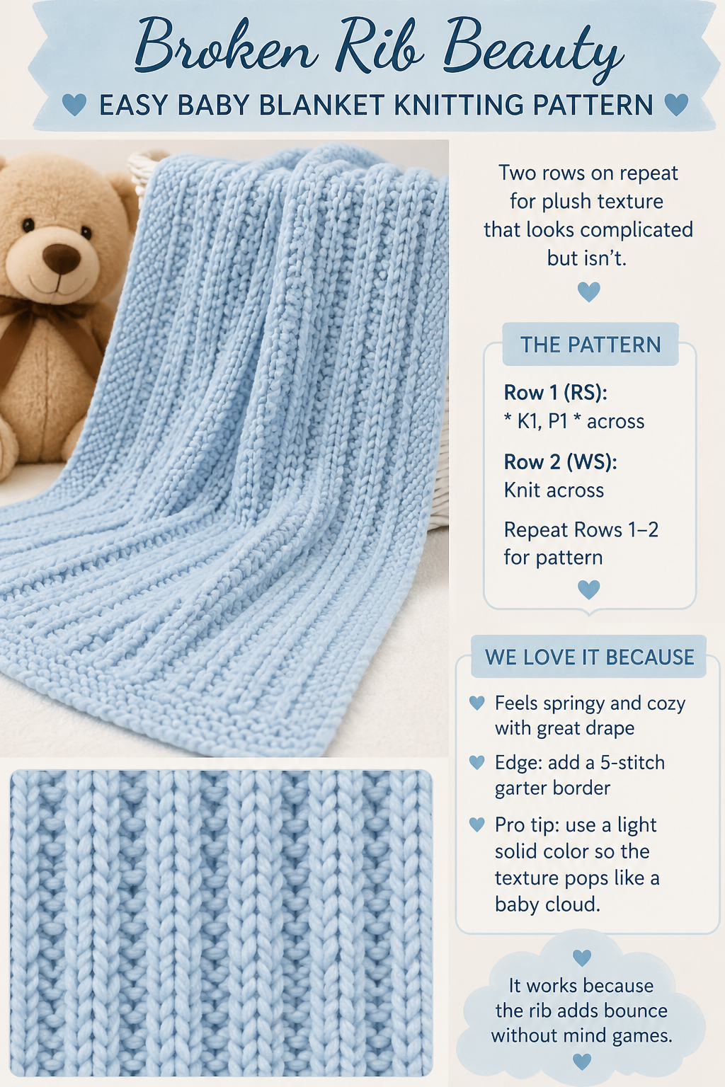 🧶 10 Free Baby Blanket Knitting Patterns Easy - LindaHagans.com
